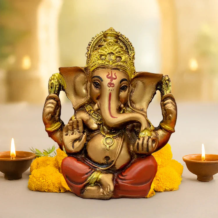 Red & Golden Ganesh Ji Murti – Riddhi Siddhi Roop – AstrosevaTalk